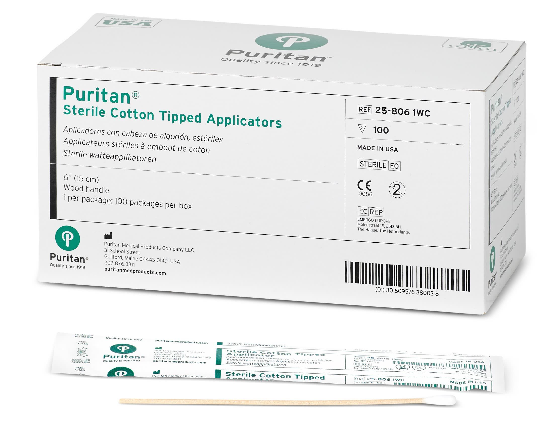 Puritan® Sterile Standard Cotton Tipped Applicators, Wood Handle