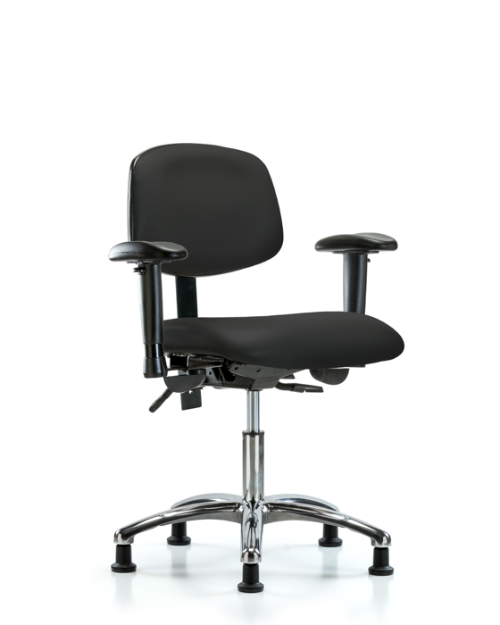 Black Vinyl Chrome Base Chairs, Desk Height