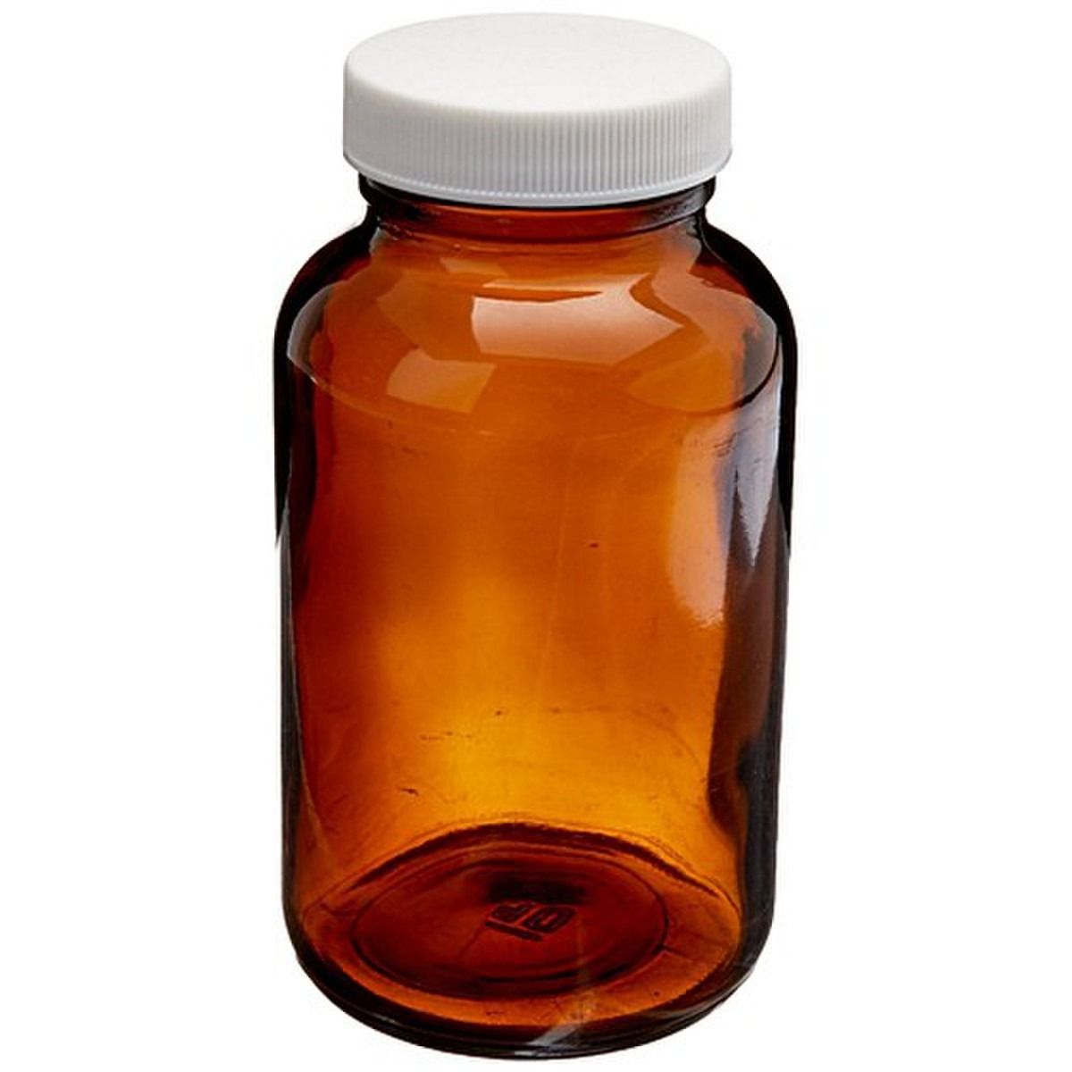 Standard Amber Glass Wide Mouth Packers, Assembled with White ...