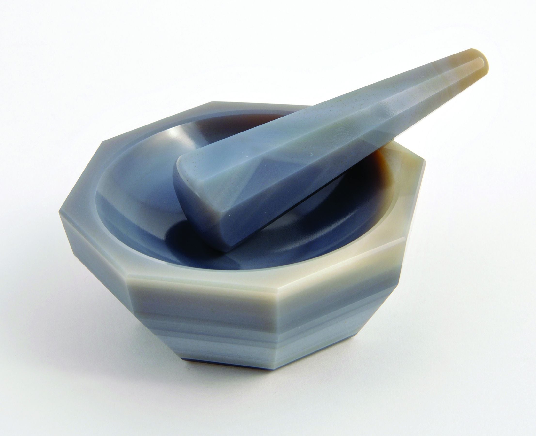 Mortar & Pestle Set, Agate Stone, Mortar Od 1.5-6.0in