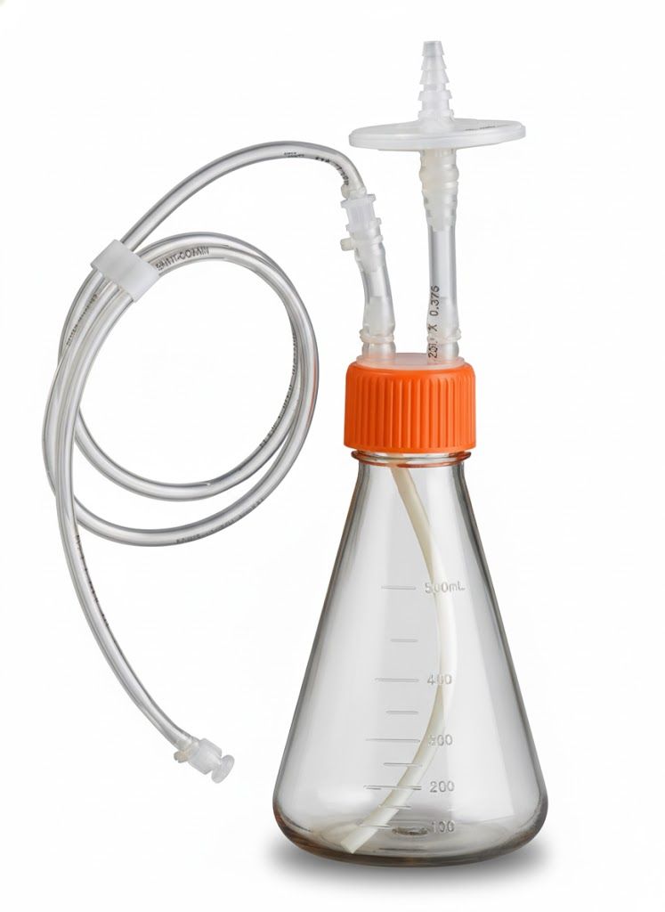 Closed System Erlenmeyer Flask with Dip Tube, Male Luer Lock